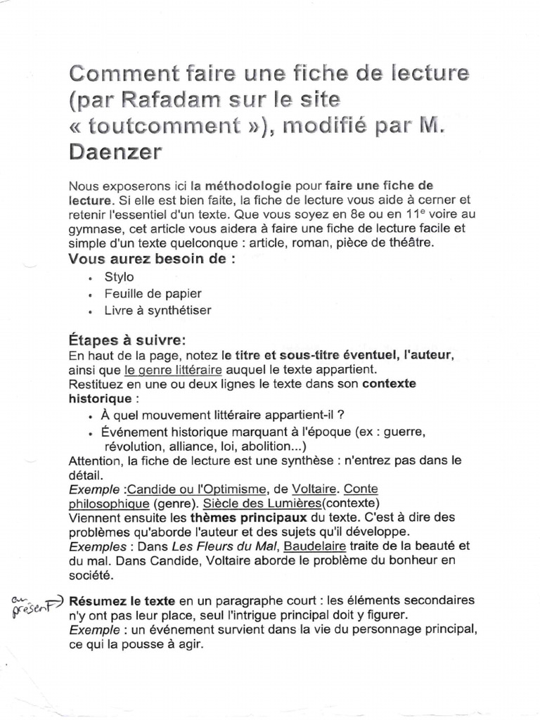 Comment Faire Une Fiche de Lecture | PDF