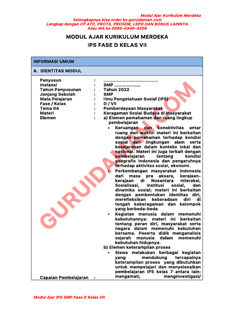 Modul Ips Kelas 7 | PDF