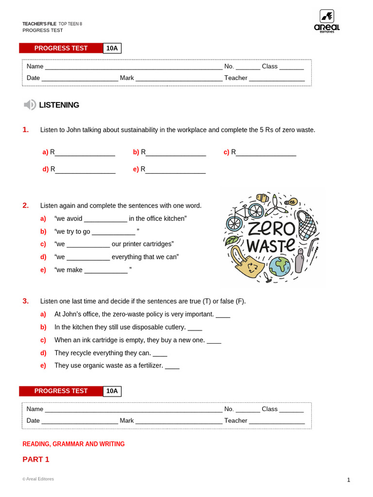 Top Teen 8 Progress Test on Sustainability | PDF | Atmosphere Of Earth ...