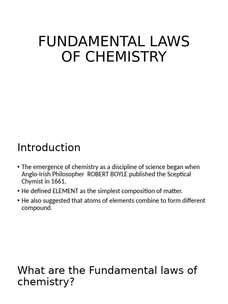 Fundamental Laws of Chemistry Explained | PDF