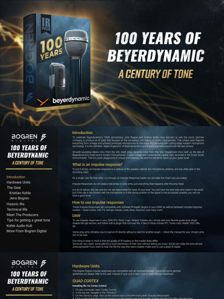 100 Years of Beyerdynamic IR Pack - User Manual | PDF