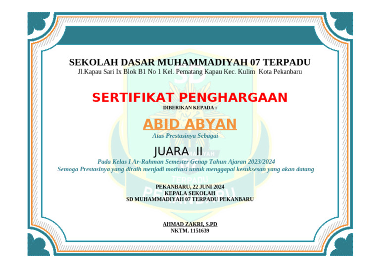 Juara II Kelas I Ar-Rahman 2024 | PDF