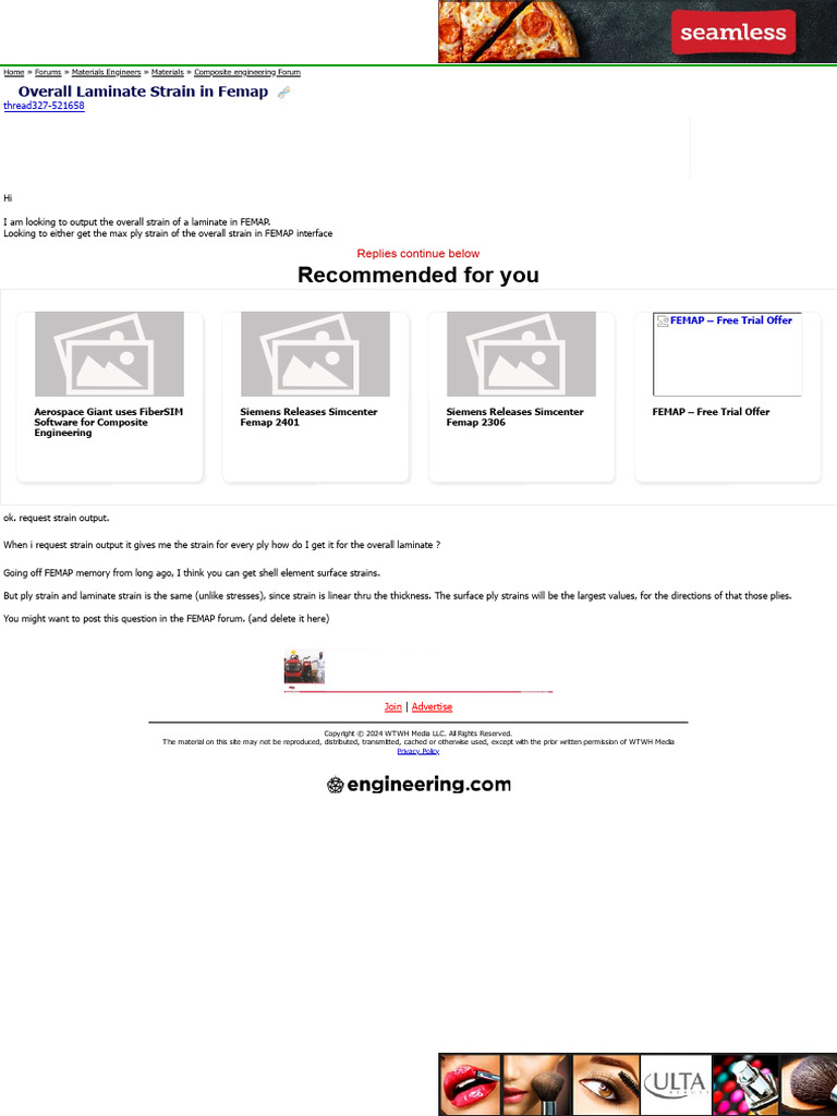 Overall Laminate Strain in Femap - Composite Engineering - Eng-Tips | PDF