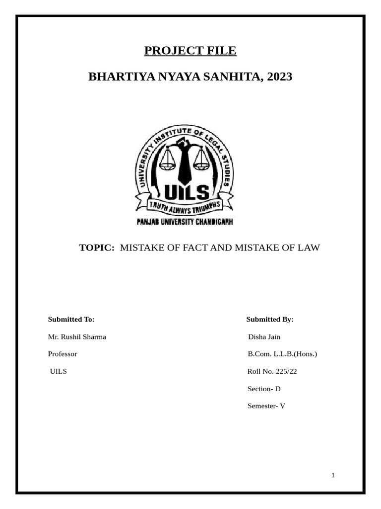 Mistakes of Fact and Law in BNS | PDF | Mens Rea | Legal Concepts
