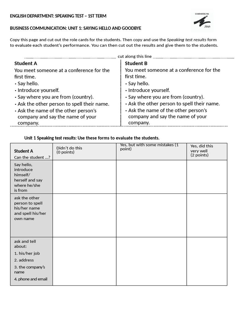 Speaking Test 1 | PDF