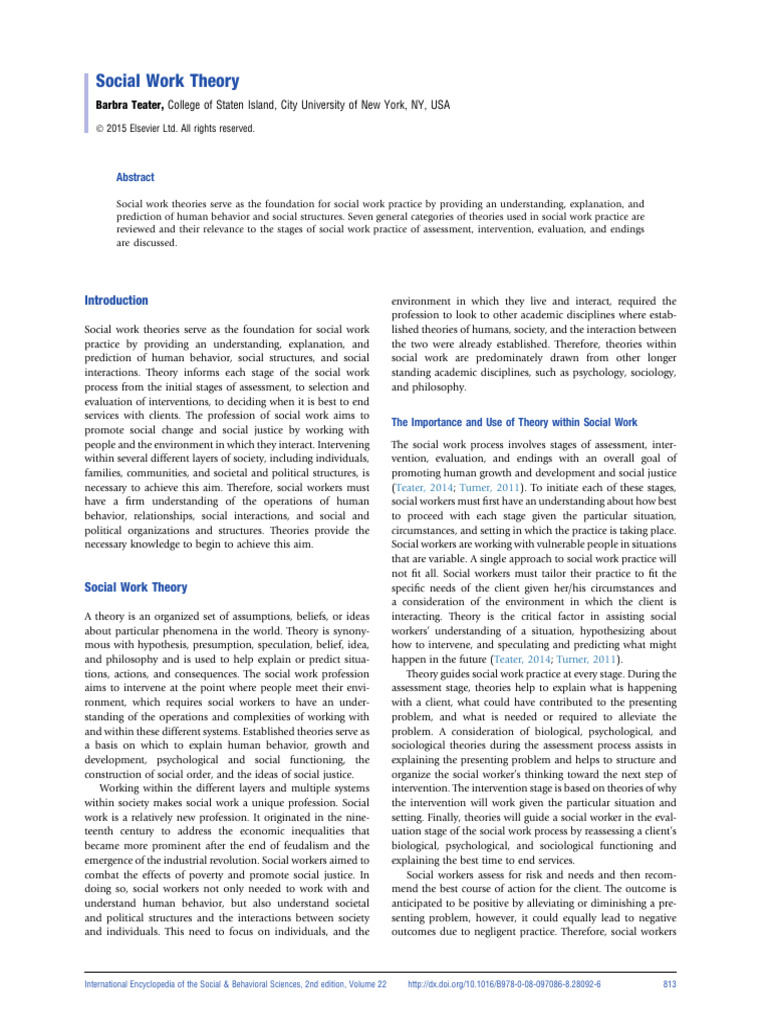 Foundations of Social Work Theory | PDF | Id | Psychotherapy