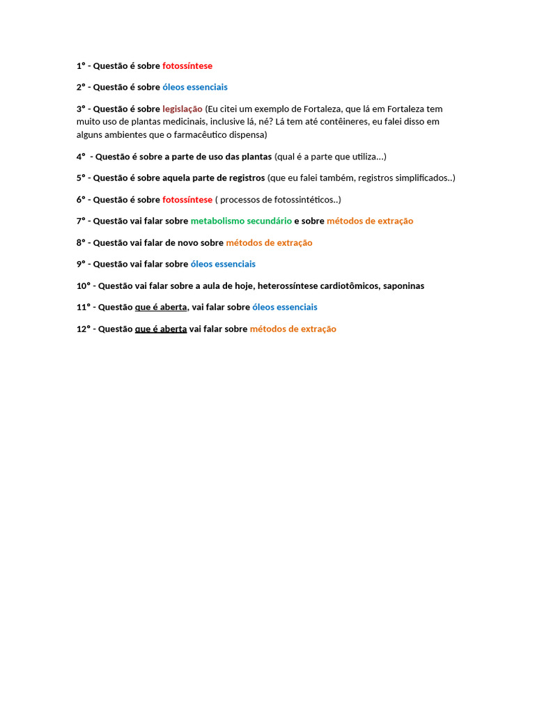 Assuntos Da Prova | PDF