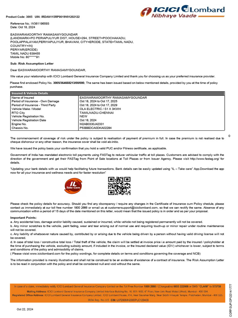 Policy Copy 300536466821300000 | PDF | Insurance | Pro Rata