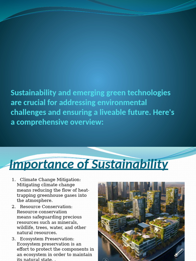 Sustainability and emerging green technologies are crucial for | PDF ...