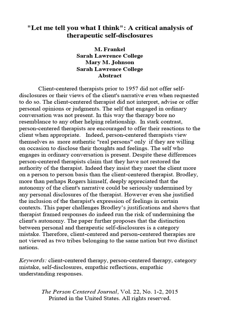 Let Me Tell You What I Think | PDF | Psychotherapy | Empathy