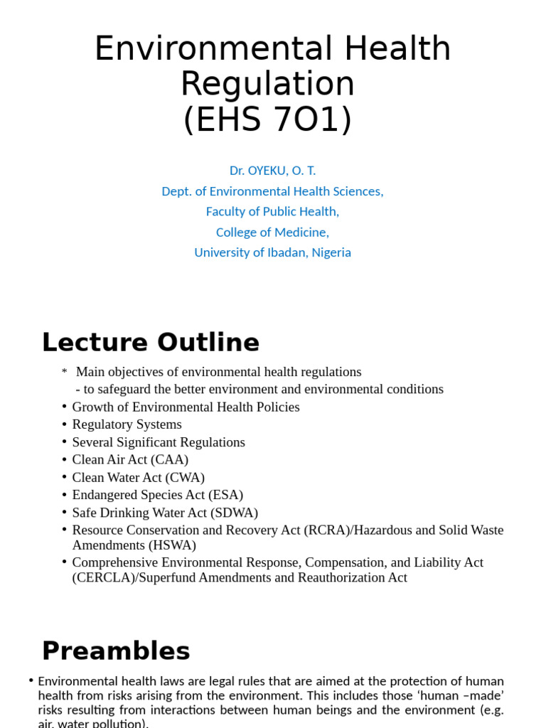 Environmental Health Regulation | PDF | Resource Conservation And ...