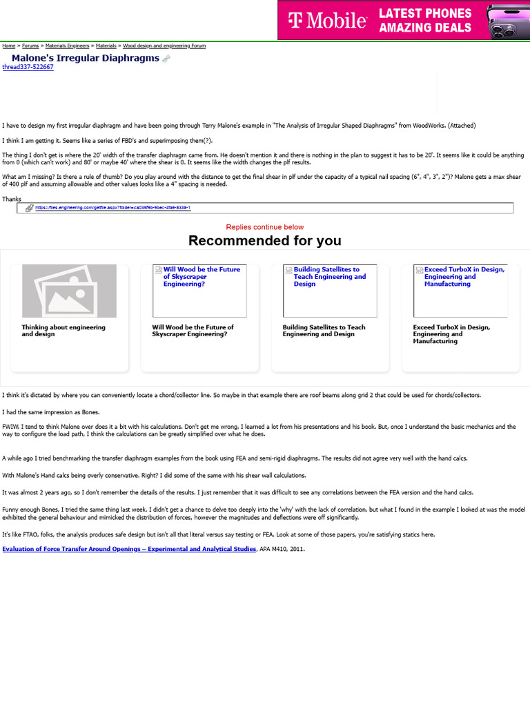 Malone's Irregular Diaphragms - Wood Design and Engineering - Eng-Tips ...