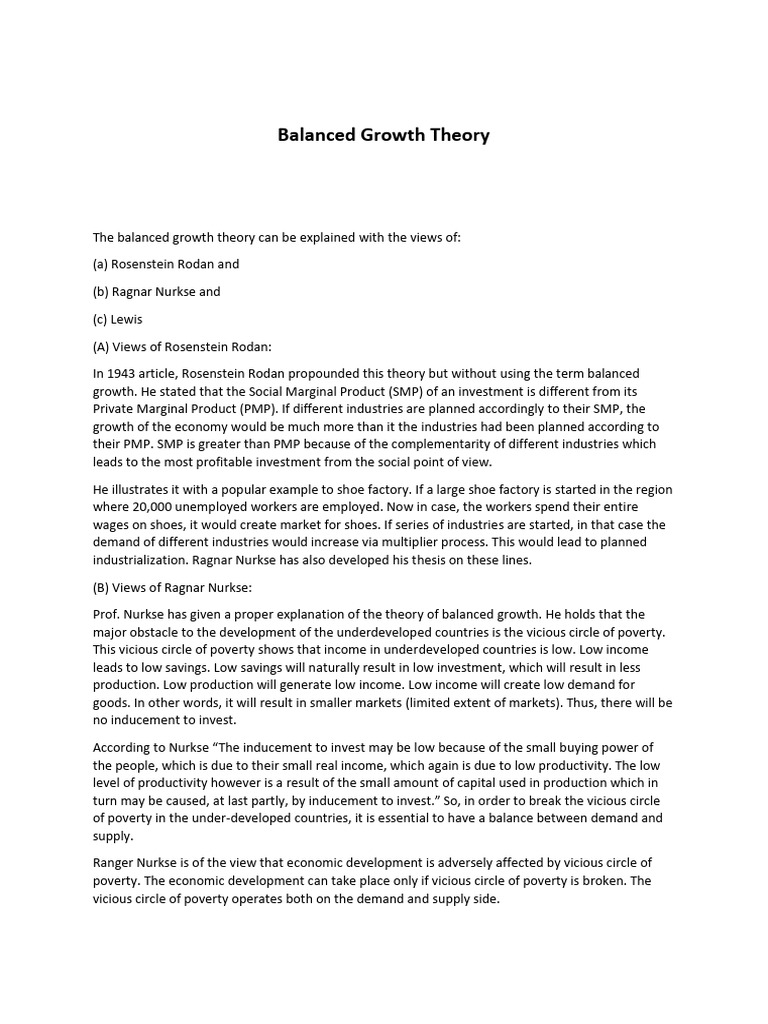 Balanced vs UnBalanced Growth Theory | PDF | Economic Equilibrium ...