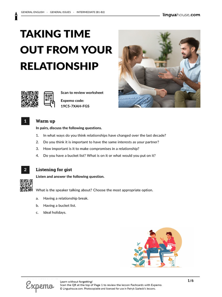 Taking Time Out From Your Relationship British English Student | PDF