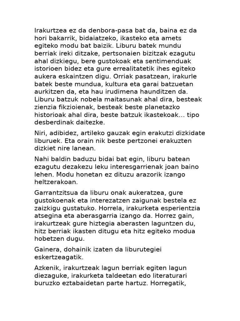 Lectura Euskera | PDF