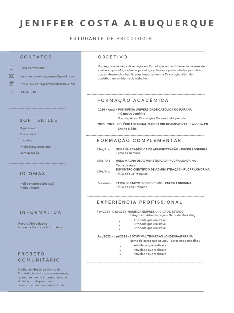 Modelo de Currículo PDF | PDF