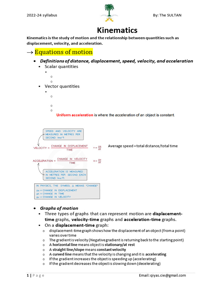Kinematics | PDF | Acceleration | Velocity