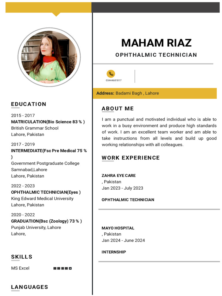 Maham CV | PDF