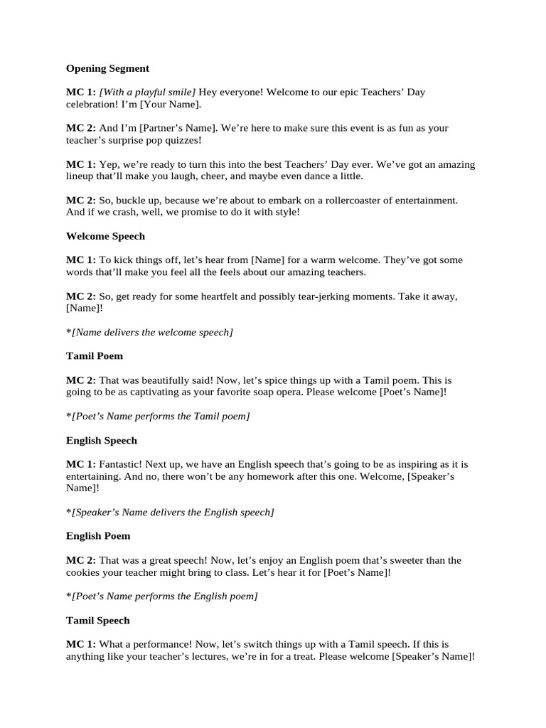 MC Script | PDF | Career & Growth