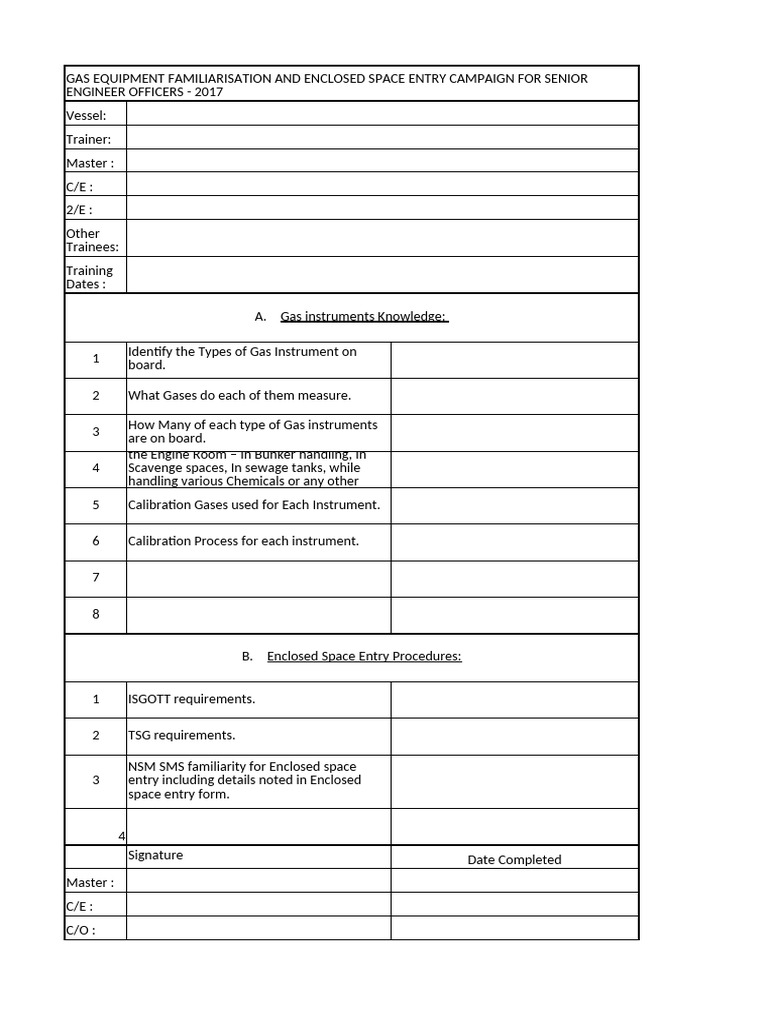 Gas Instrument Familiarisation Campaign | PDF