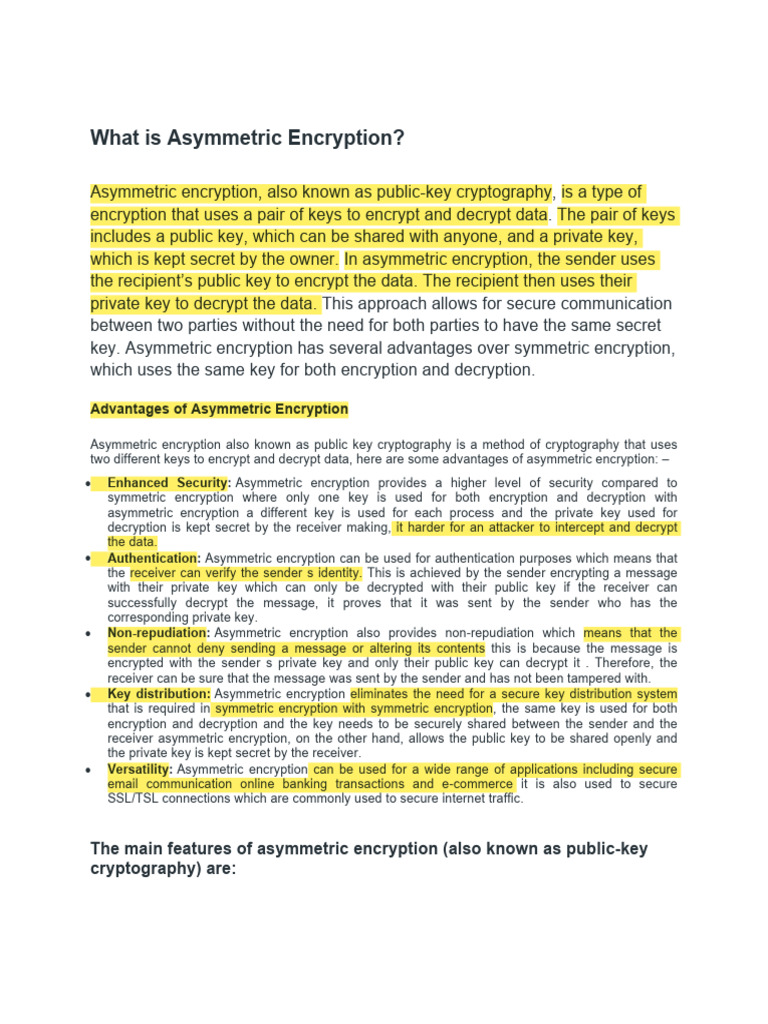 Assymetric Encrption | PDF | Public Key Cryptography | Key (Cryptography)
