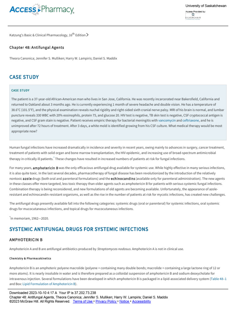 Chapter 48 - Antifungal Agents | PDF | Candidiasis | Pharmacology