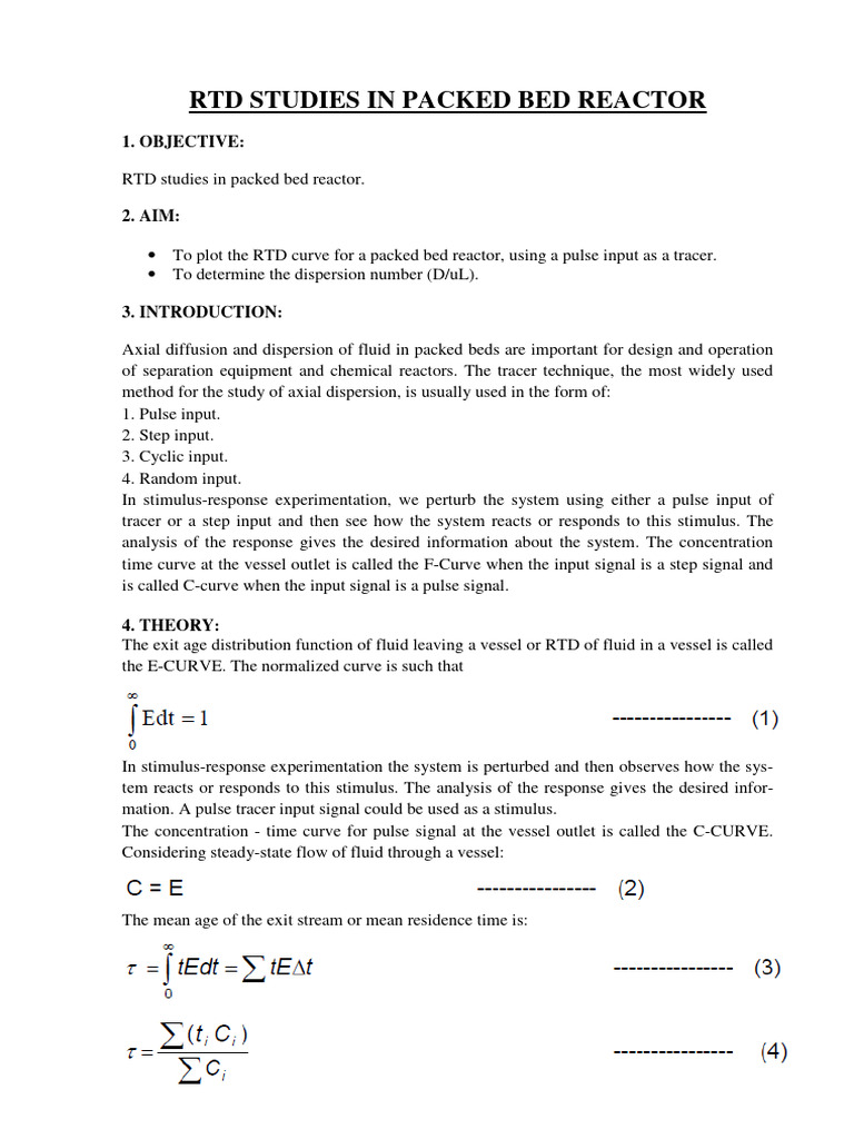 E3 - RTD in PBR | PDF | Chemical Engineering