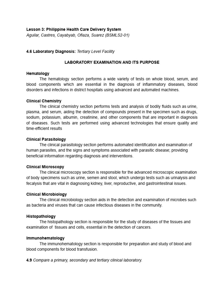 Philippine Health Care Lab Services Overview | PDF | Science & Mathematics