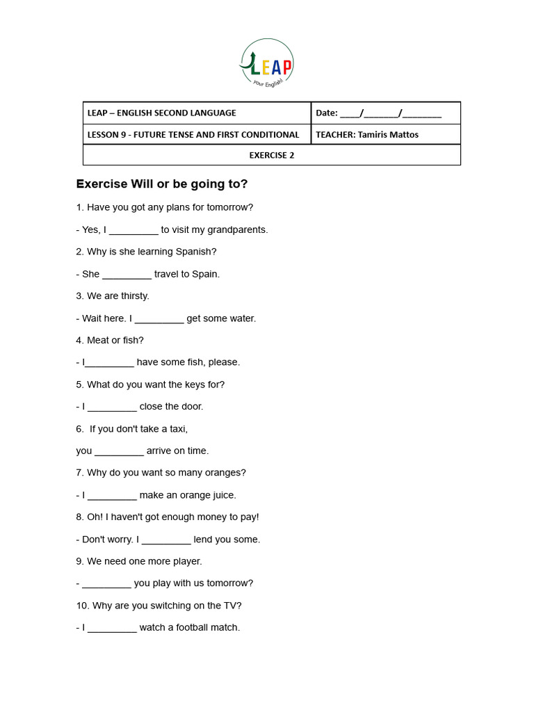 Future Tense & Conditional ESL Lesson | PDF | Foreign Language Studies