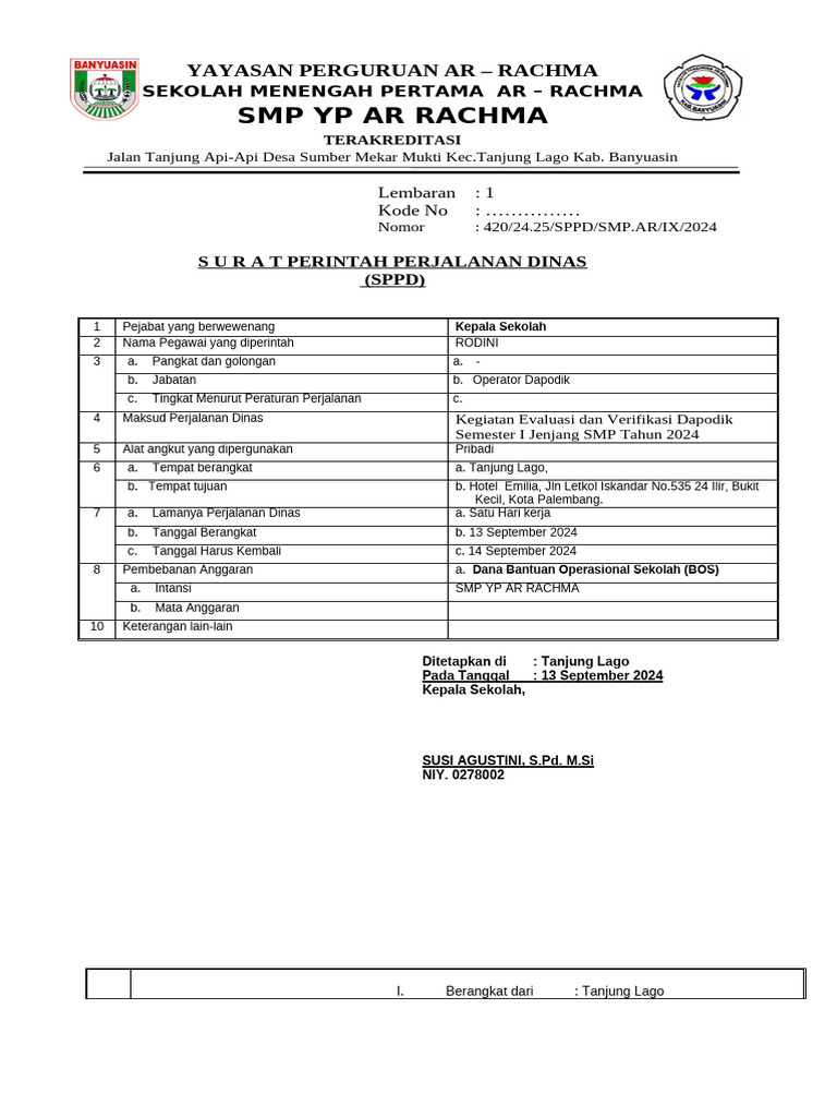 SPPD Bimtek Rodini Hotel Emilia | PDF