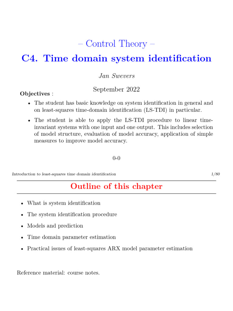 Lecture c4 System Identification | PDF | Mathematical Model | Least Squares