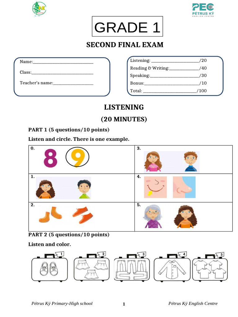 2nd Final Exam Grade 1 | PDF | Clothing | Fashion