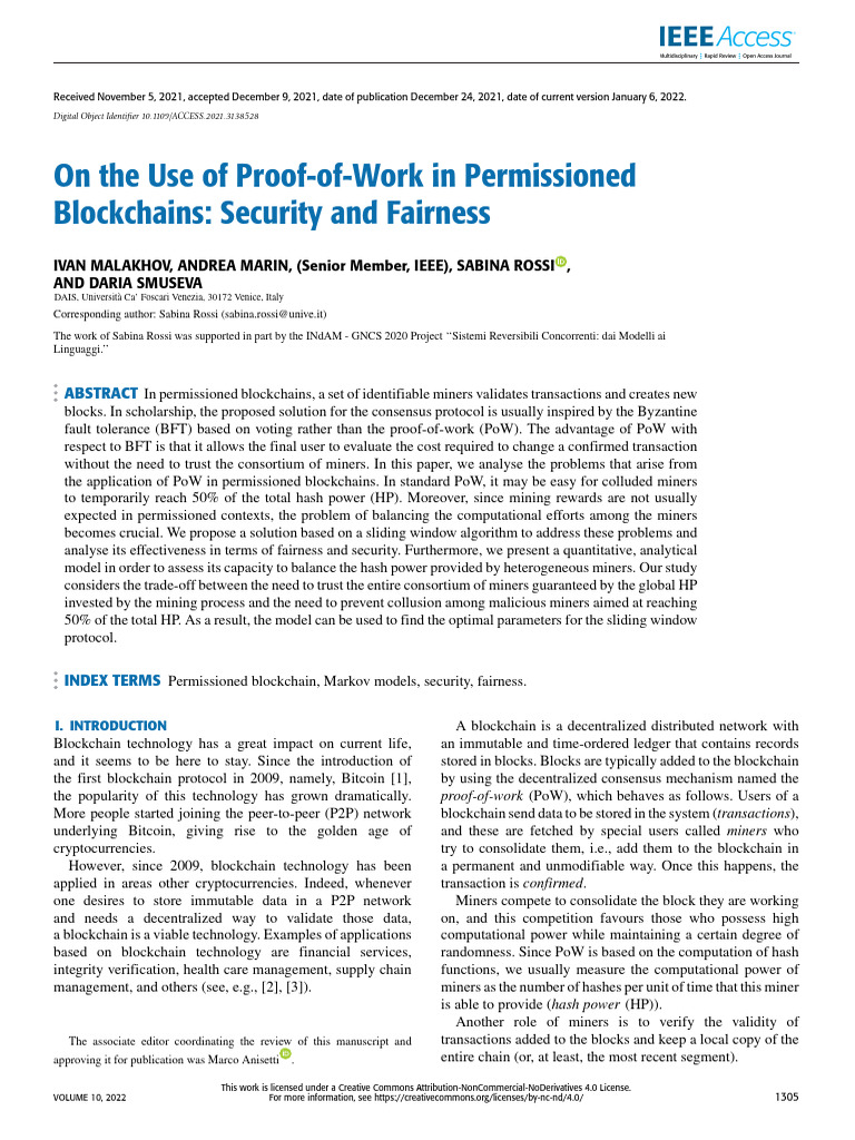 On The Use of Proof-Of-Work in Permissioned Blockchains Security and Fairness | PDF | Bitcoin ...