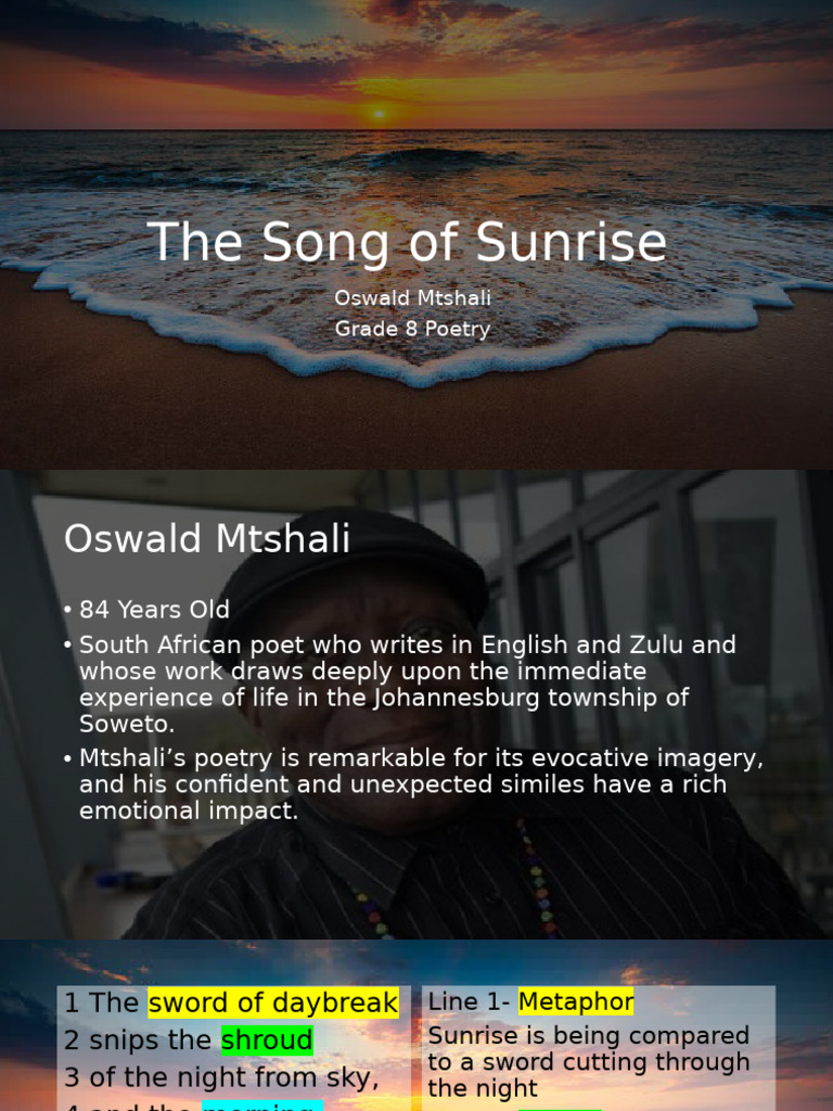 The Song of Sunrise Oswald Mtshali | PDF | Poetry