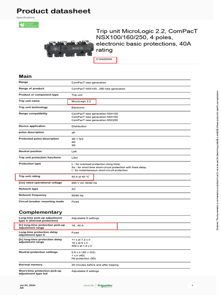 C1042D040 - Micrologic 2.2 | PDF | Alternating Current | Power Supply