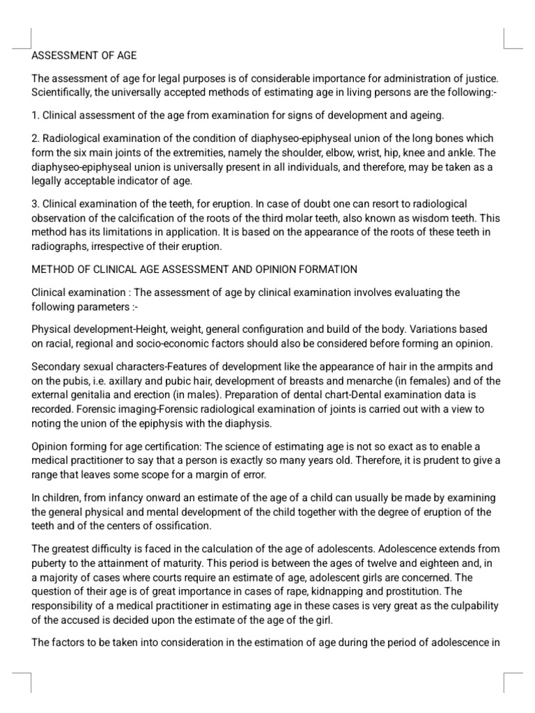 Legal Age Assessment Methods Explained | PDF | Human Tooth | Dental Anatomy