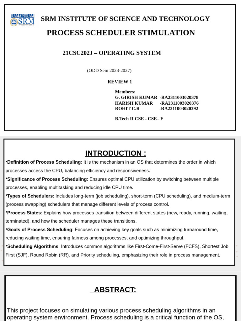 Team 3 Os Project Review 1 | PDF | Scheduling (Computing) | Information ...