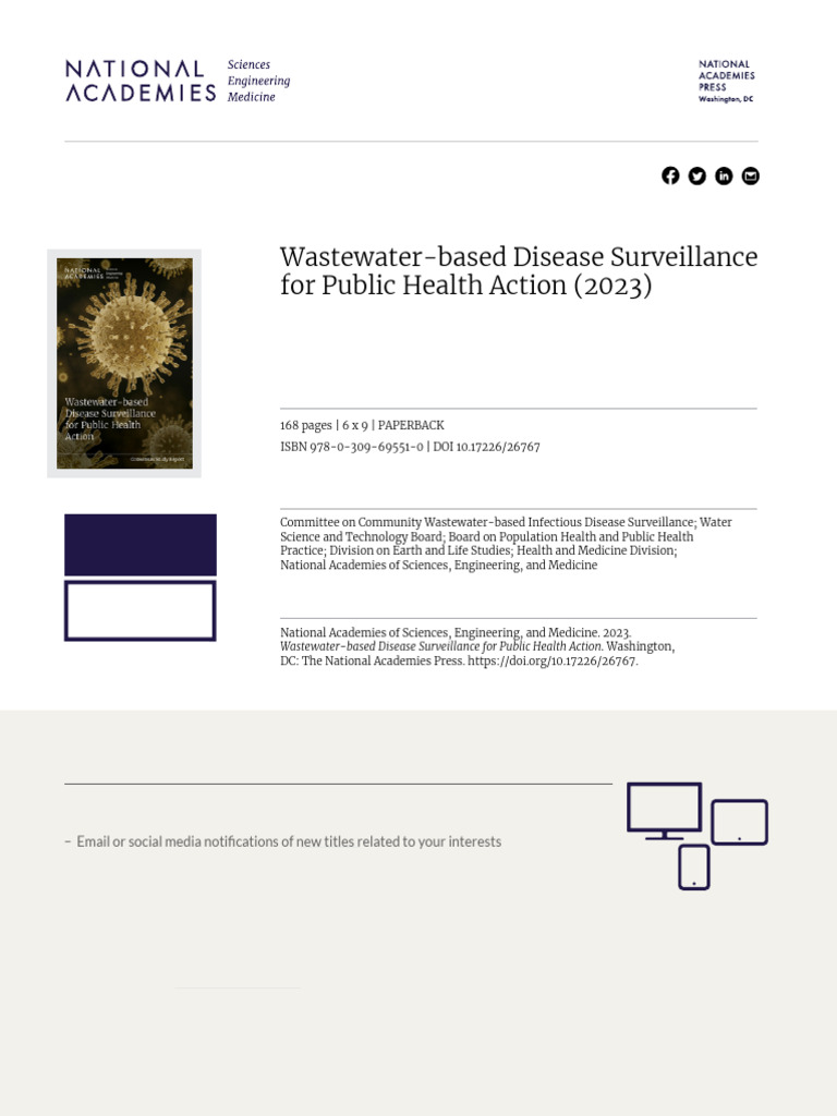 Wastewater-Based Disease Surveillance For Public Health Action (2023 ...