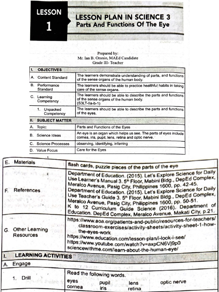 5E Lesson Plan Example Biology | PDF