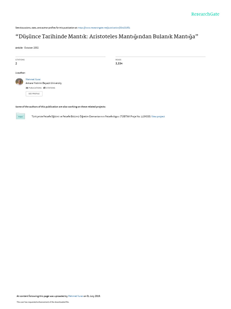 Dusunce Tarihinde Mantik Aristoteles Man | PDF