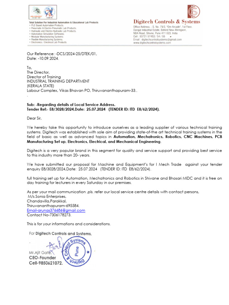 01-DTE Keral Letters | PDF | Business | Technology & Engineering