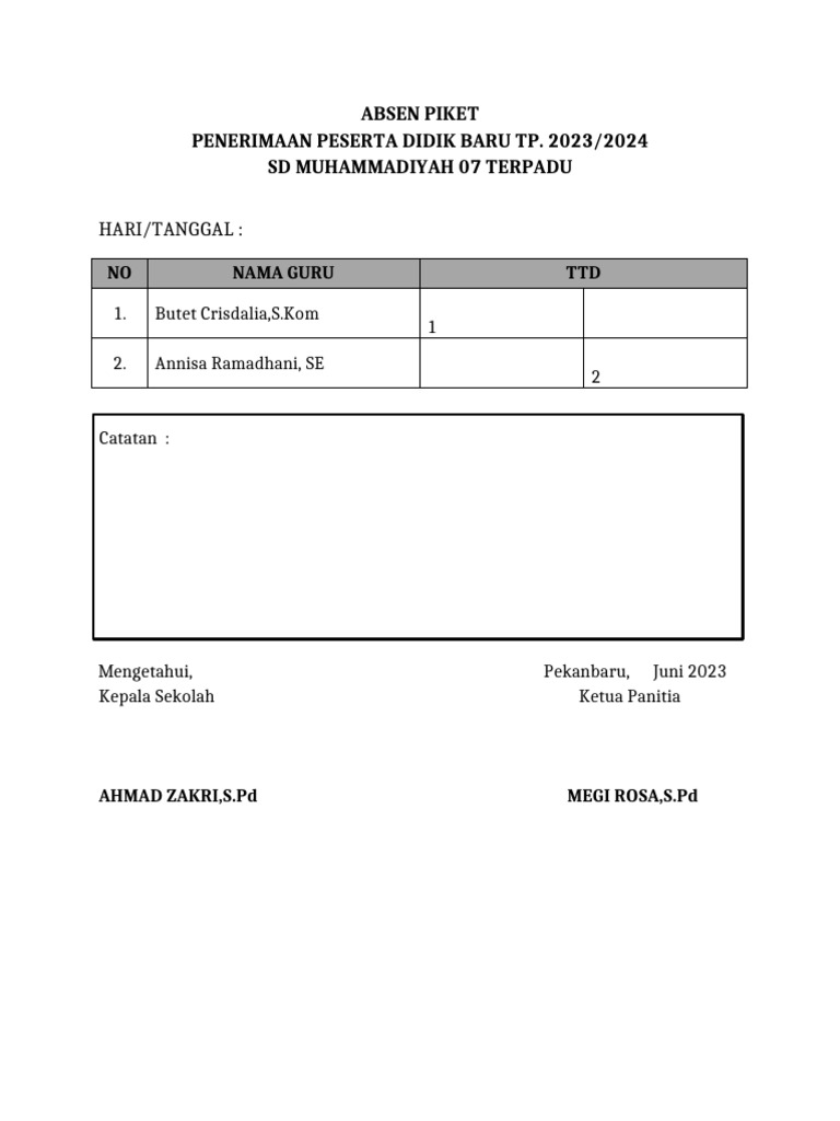 ABSEN PIKET PPDB | PDF