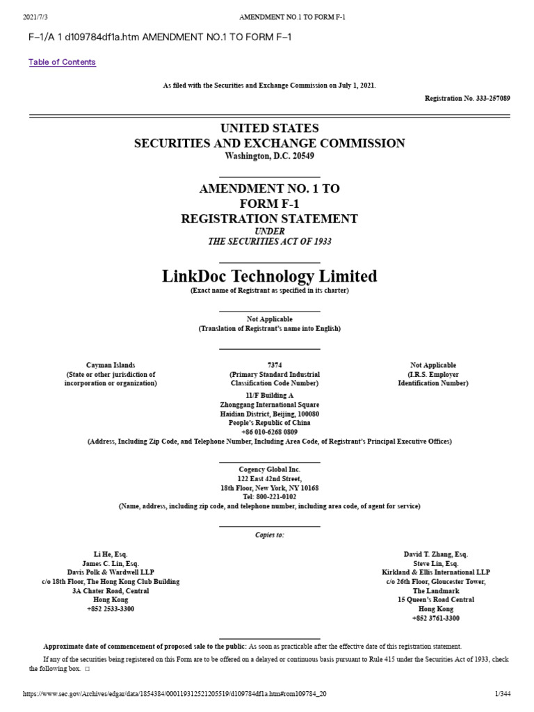 Amendment to F-1 Registration Statement | PDF | Personalized Medicine ...