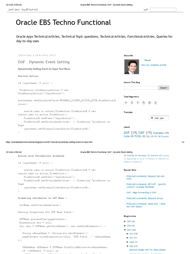 Oracle EBS Techno Functional - OAF - Dynamic Event Setting | PDF | Databases | Software