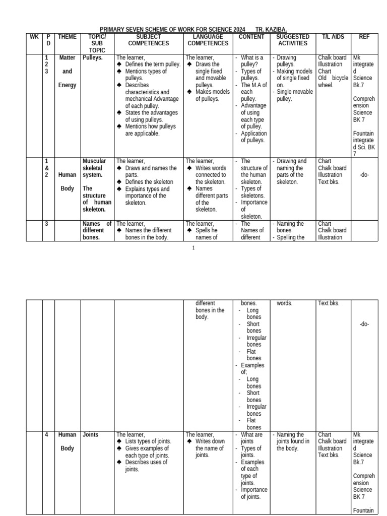 Primary Seven Scheme of Work For Science | PDF | Optics | Electrical ...