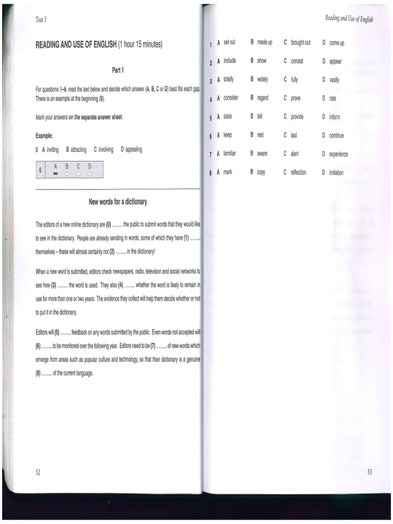 Cambridge First 1 Reading and Use of English 3 | PDF