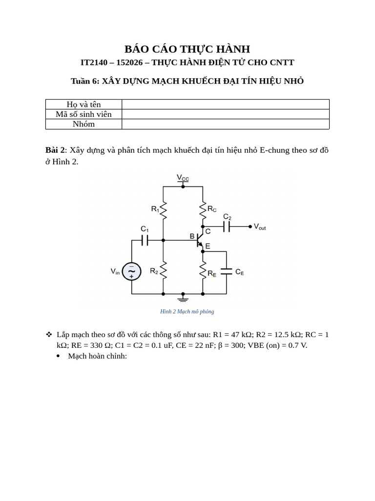 Lab 06 - (Họ và tên) - (MSSV) - (Nhóm x) - 152026 | PDF