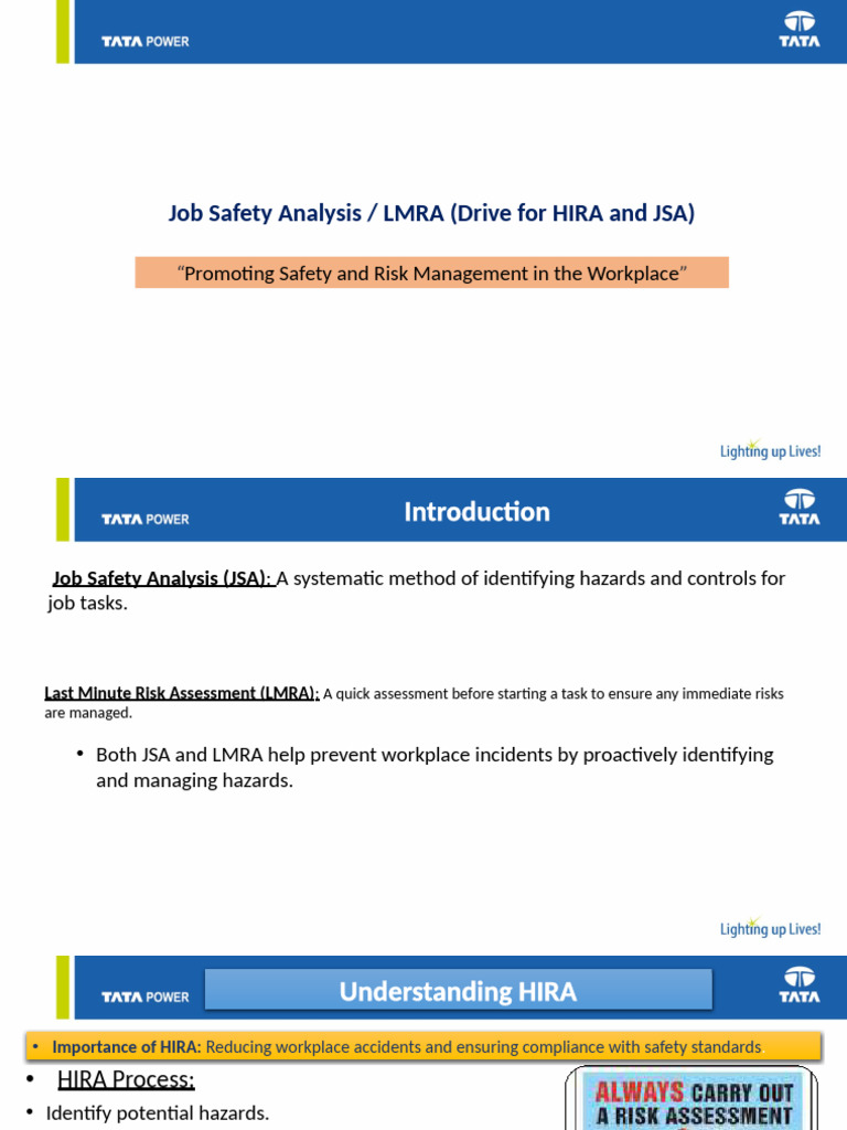 Job Safety Analysis LMRA (Drive For HIRA and JSA) | PDF | Risk | Occupational Safety And Health