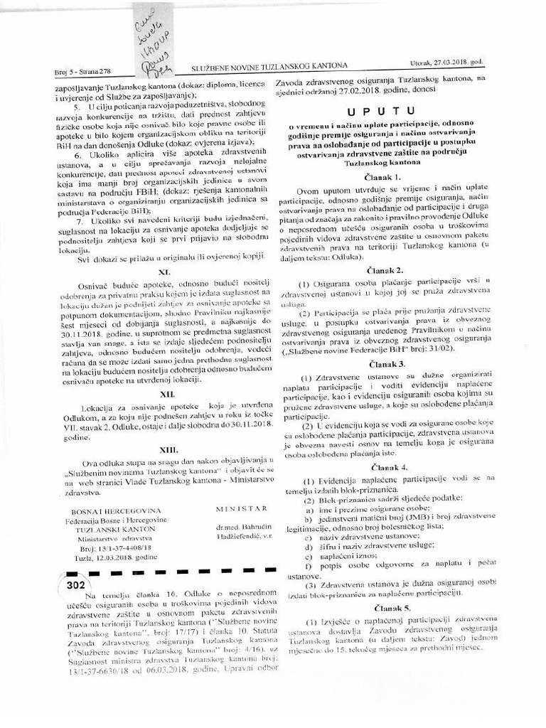 Upute Zdravstvena Zaštita | PDF