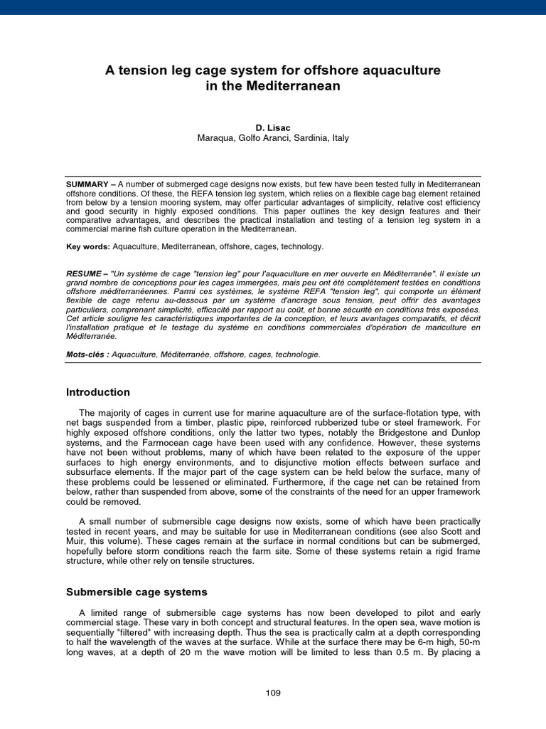 Tension Leg Cage CIHEAM | PDF